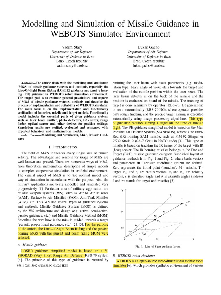 Modelling and Simulation of Missile Guidance in WEBOTS Simulator ...