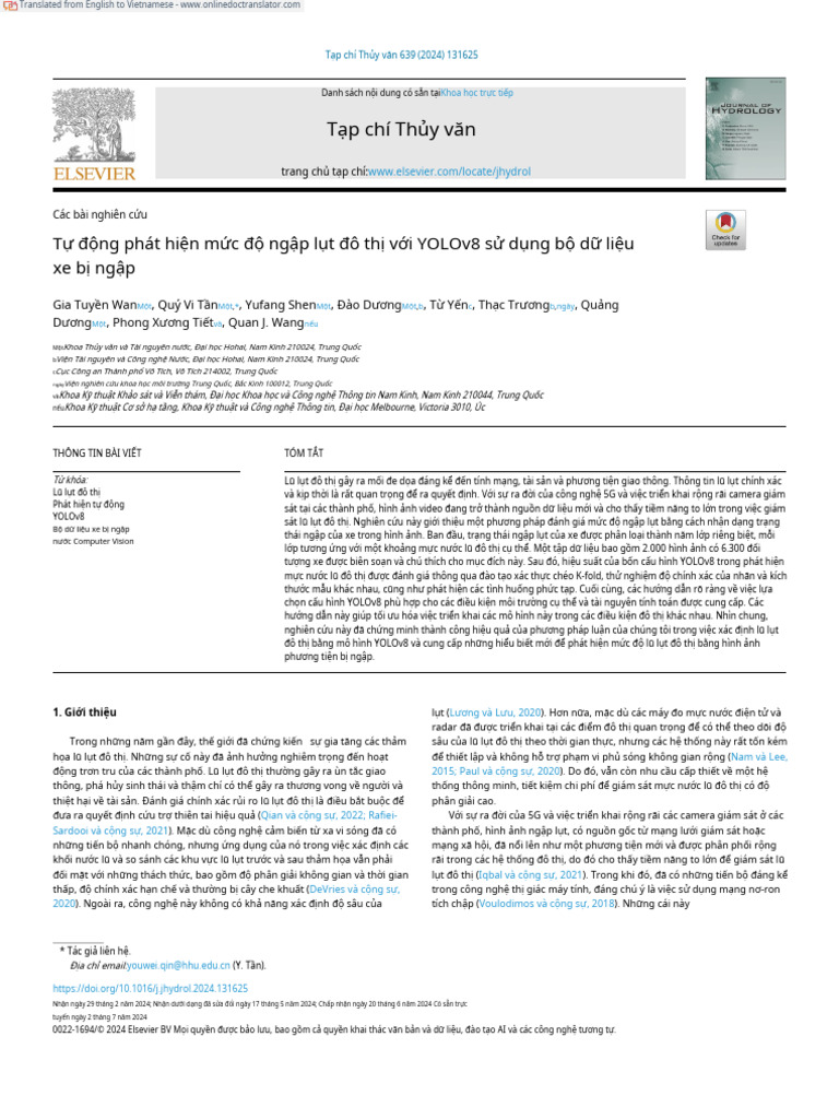 Automatic Detection of Urban Flood Level With YOLOv8 Using Flooded - En ...