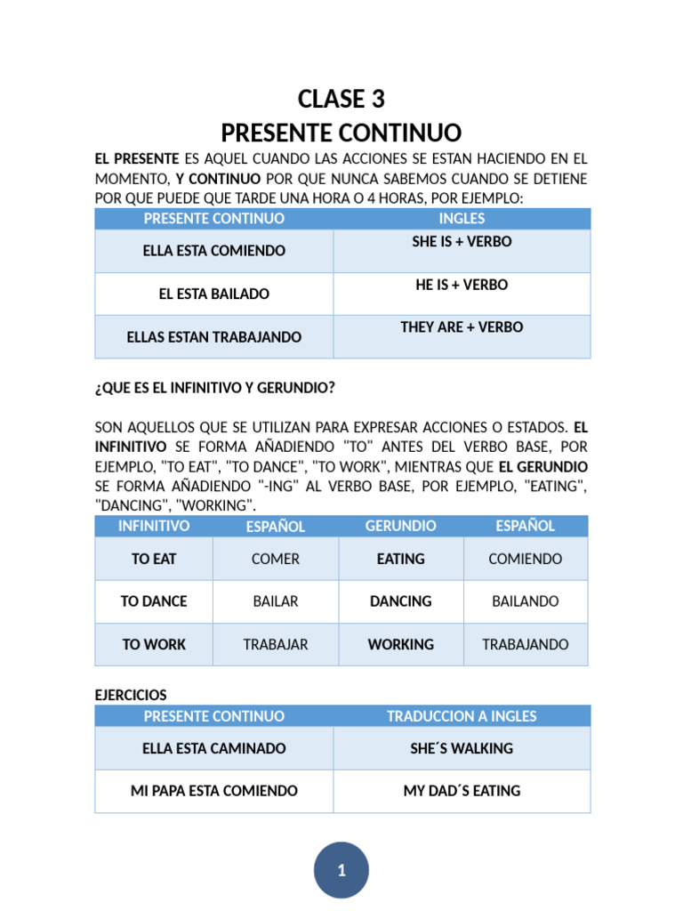 Presente Continuo en Inglés | PDF | Verbo | Morfología Lingüística
