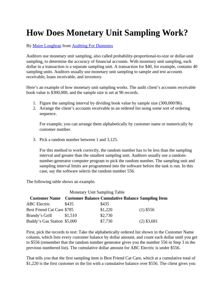 Understanding Monetary Unit Sampling | PDF | Audit | Sampling (Statistics)