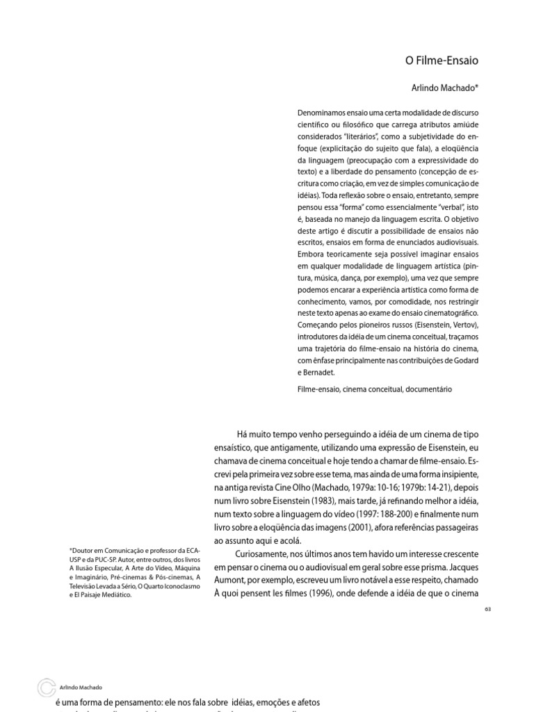 Artigo Arlindo O Filme-Ensaio | PDF | Documentário | Science