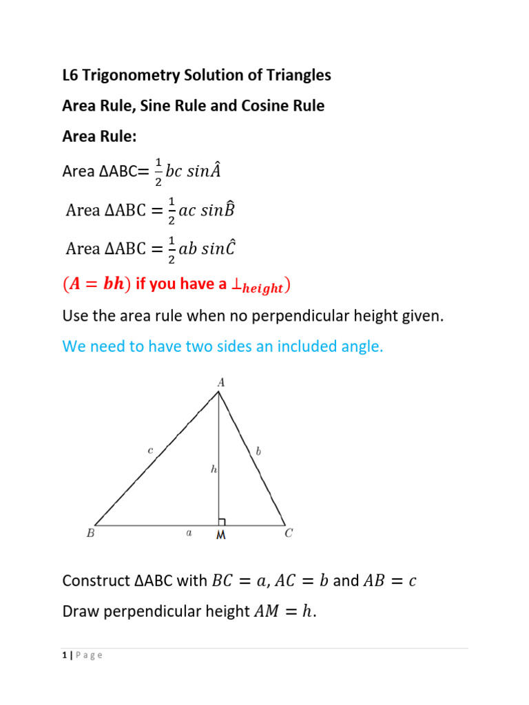 Sine Rule Proof and Applications | PDF | Trigonometric Functions ...