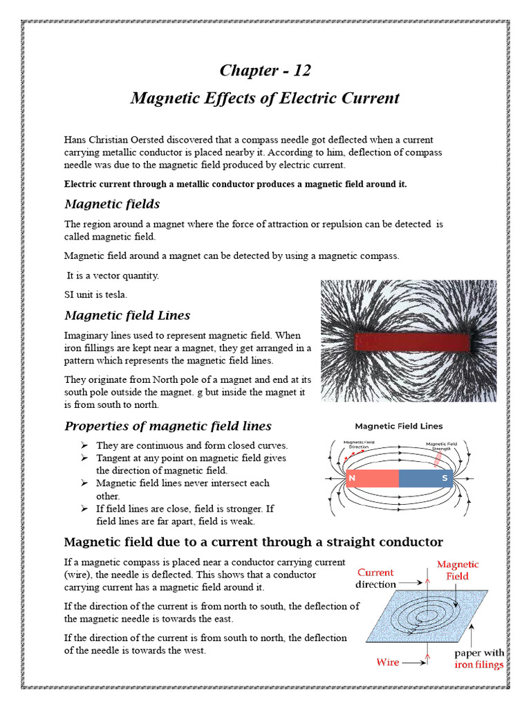 Magnetic Effects of Electric Current | PDF | Magnetic Field ...