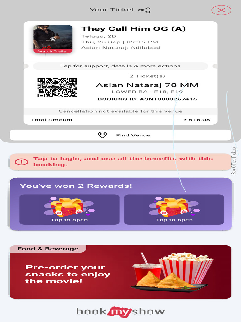 Booking Details - BookMyShow | PDF