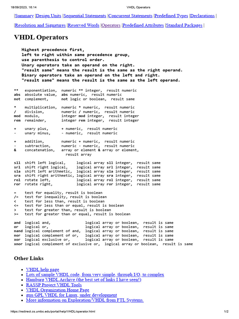 VHDL Operators | PDF | Integer (Computer Science) | Discrete Mathematics