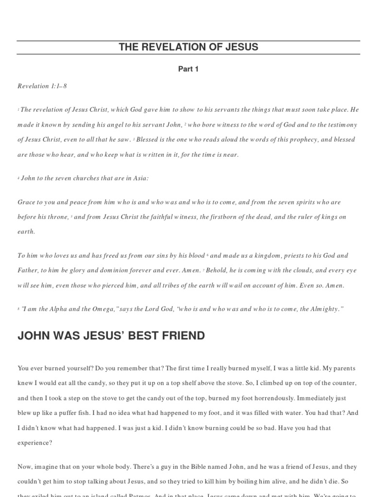 The Revelation Of Jesus 1 Pdf Gospel Of John Angel