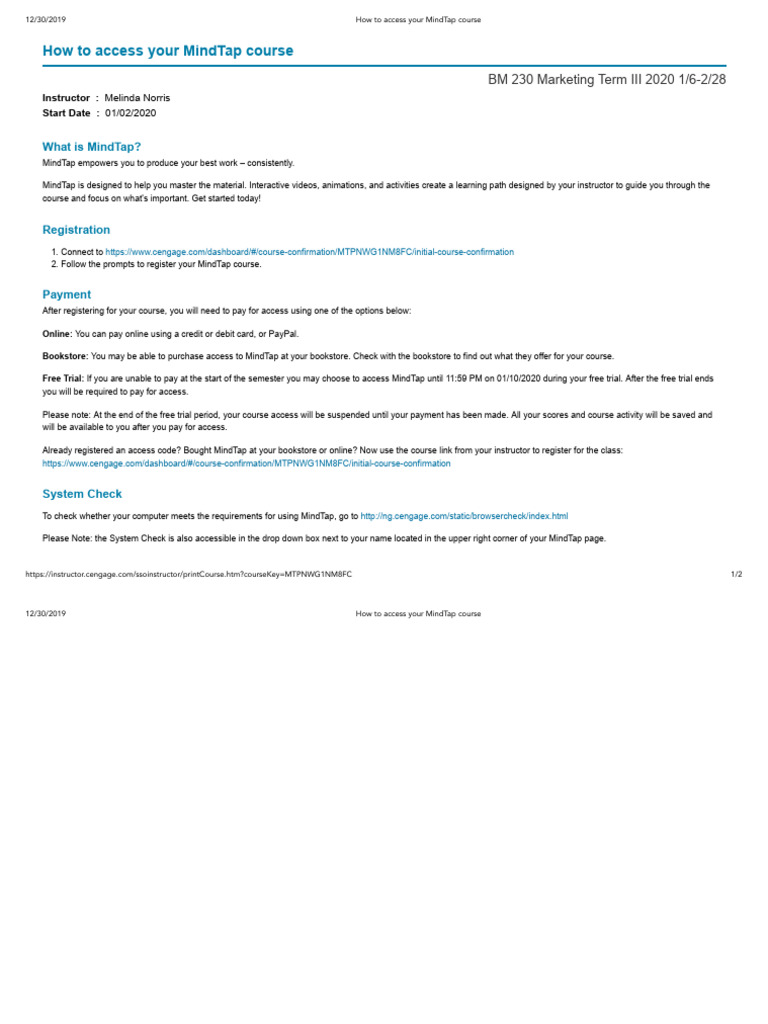 Accessing Your MindTap Course Guide | PDF | Payments | Banking Technology
