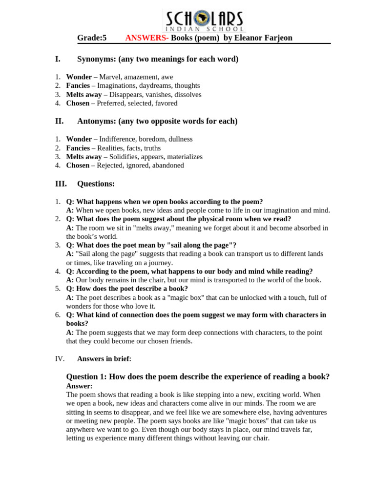 Jndrs4 HMW 1759544572 Gr. 5 Notes - Books Poem 2025 - Answers | PDF