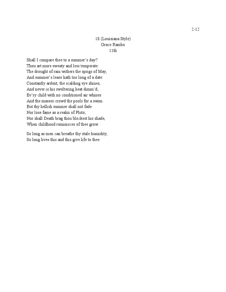 Louisiana Summer Sonnet | PDF
