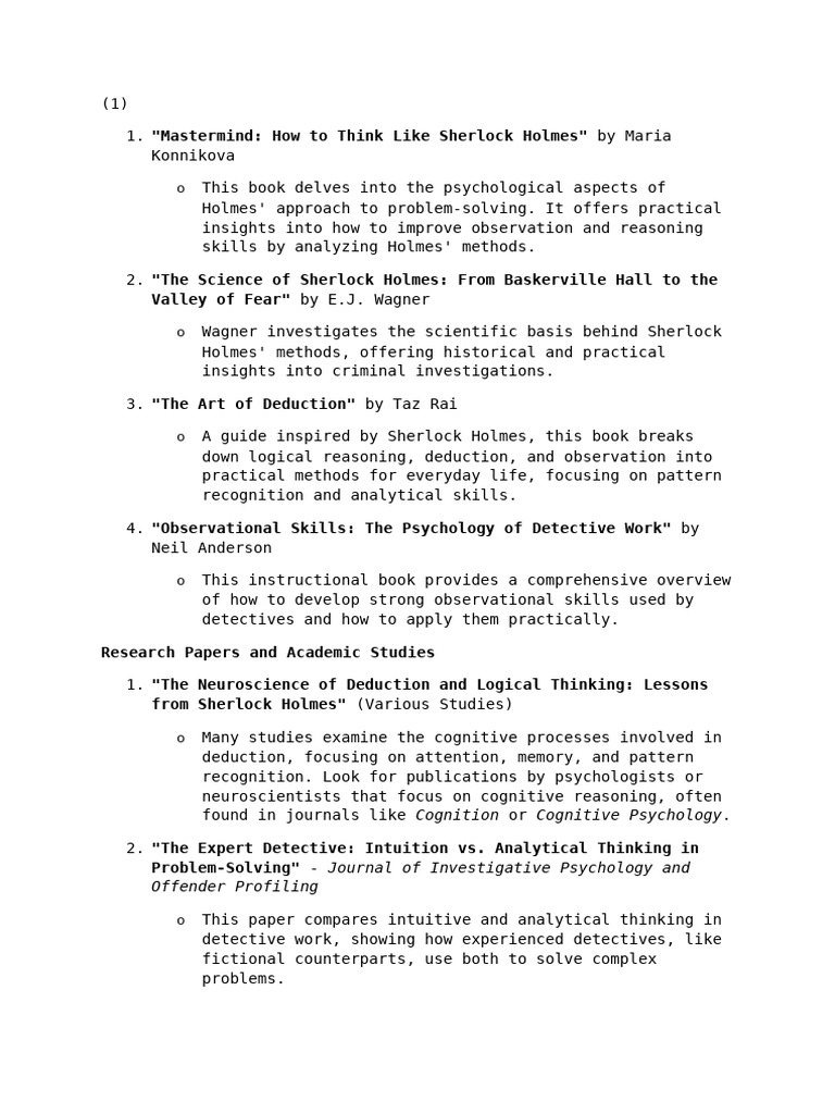 Sherlock Holmes | PDF | Sherlock Holmes | Forensic Science