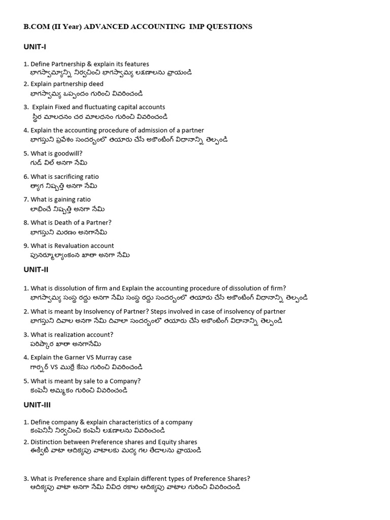 Aac Imp Questions Em&Tm | PDF