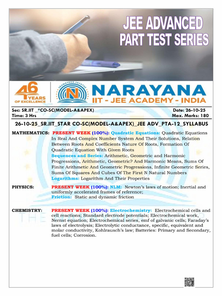 26-10-25 Sr.iit Star Co-sc(Model-A&Apex) Jee Adv 2018(P-i) Pta-12 Qp | PDF