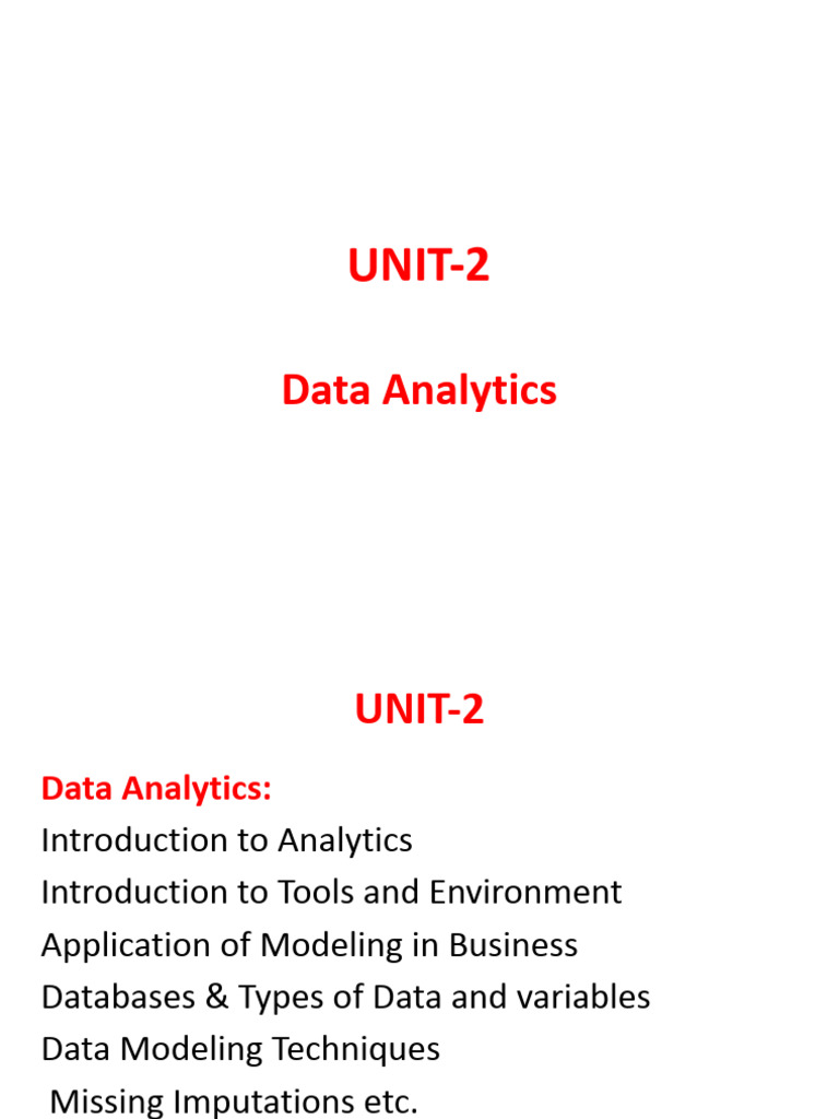 UNIT-2 Data Analytics | PDF | Analytics | Data Analysis
