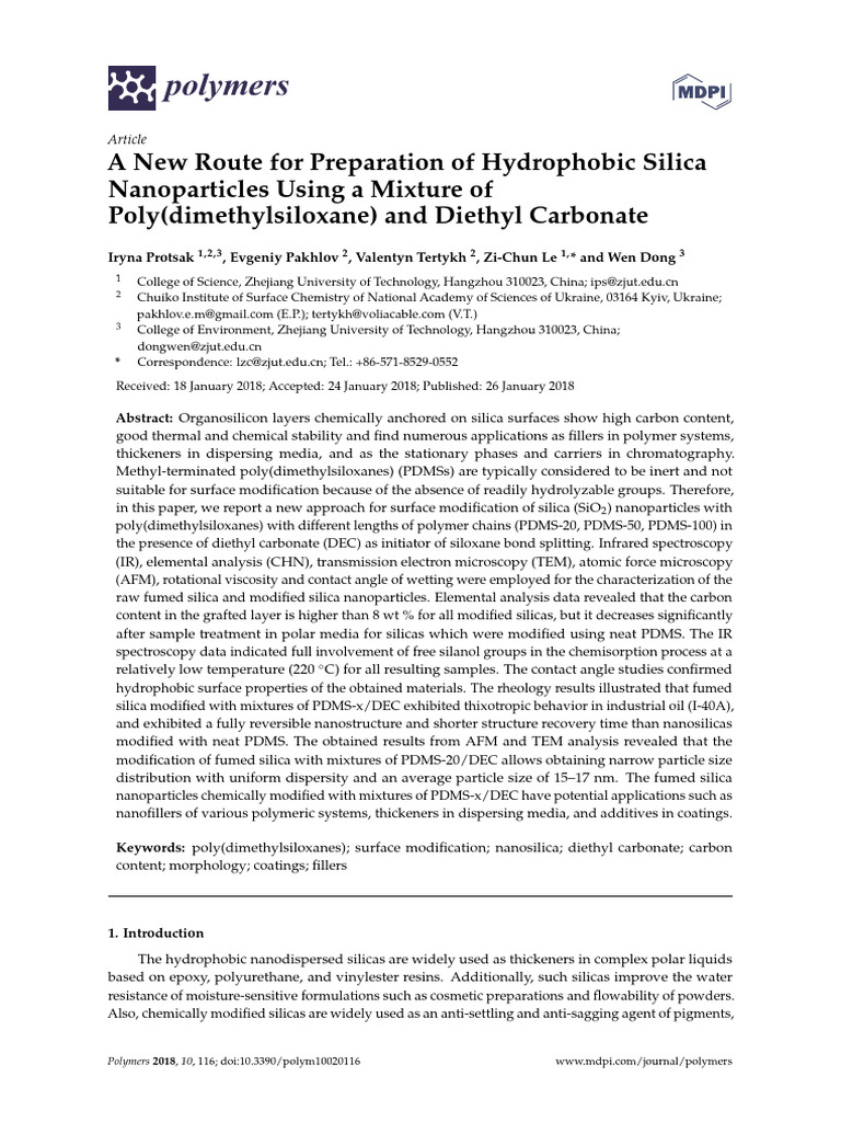Silica Hidrofobizada Con Dietil Carbonato y Silicona | PDF | Silicon ...