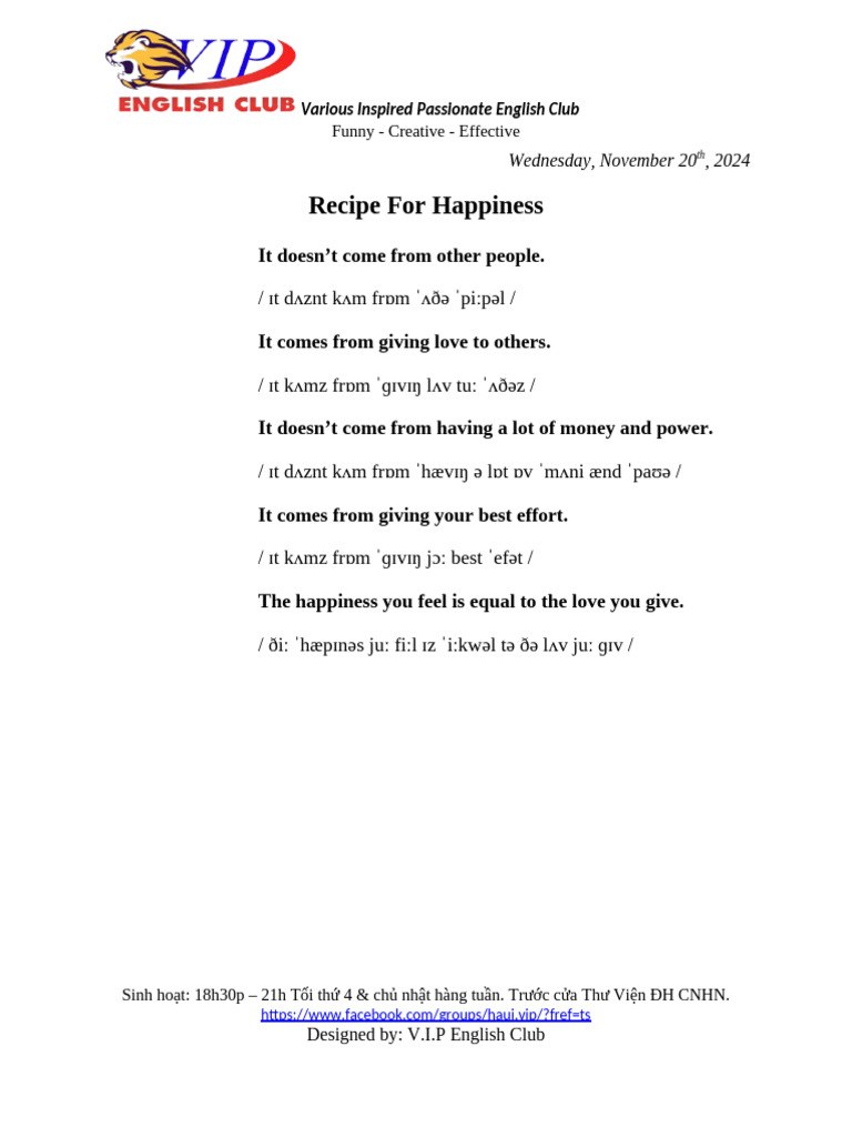 Recipe for Happiness Insights | PDF
