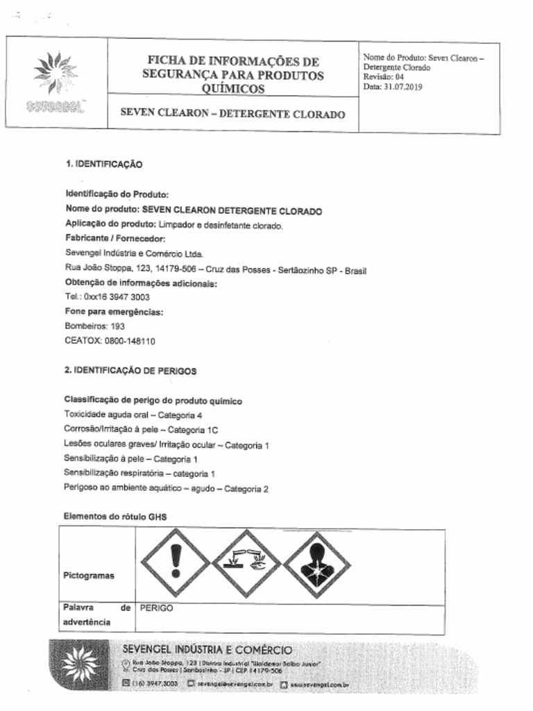 Seven Clearon Detergente - Fispq | PDF