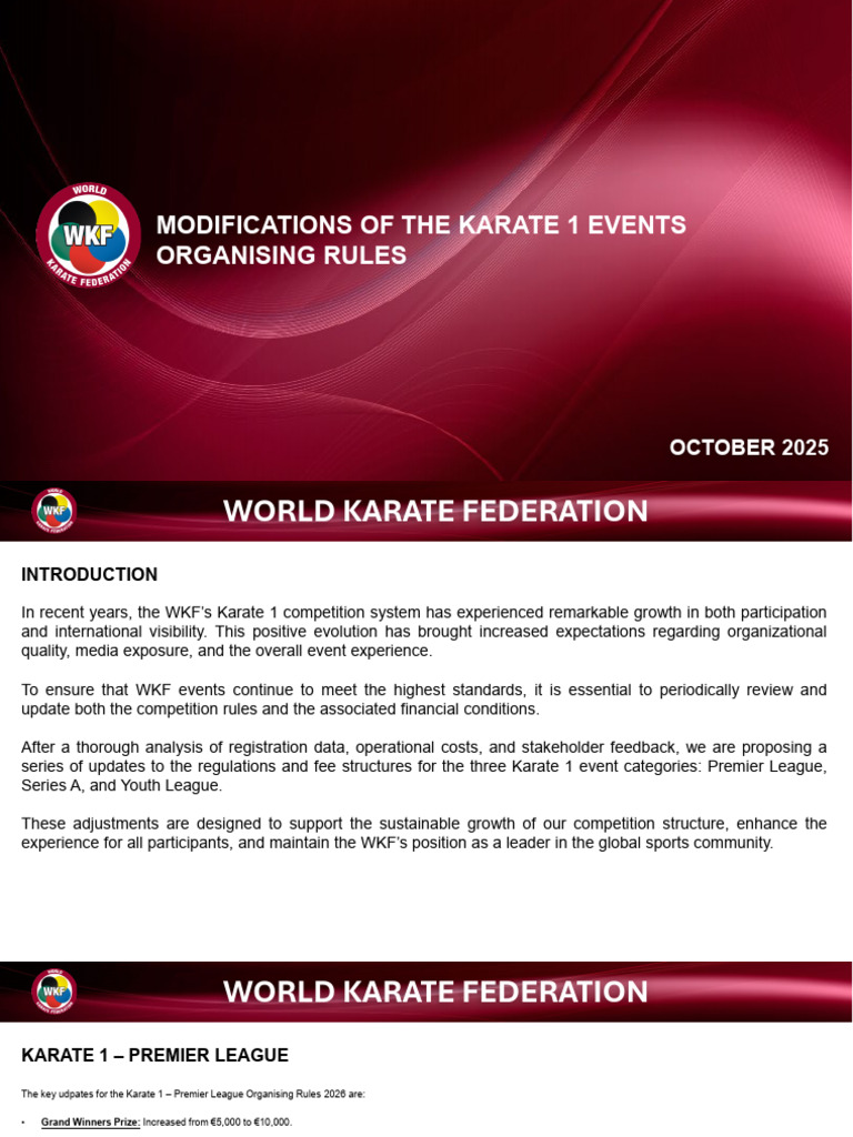 Karate 1 Event Rules Updates 2026 | PDF | Karate