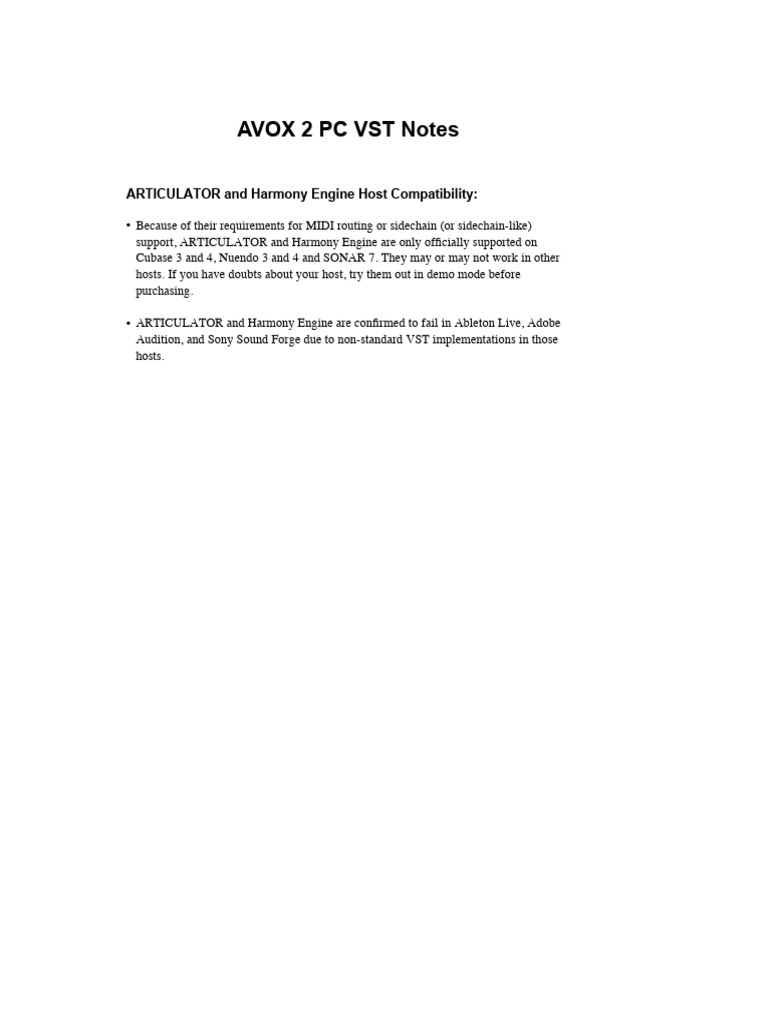 Avox 2 VST PC Read Me | PDF