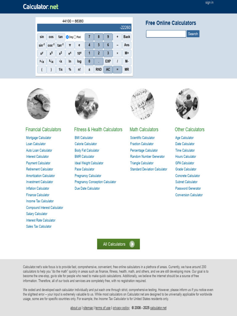 Free Online Calculators Overview | PDF | Calculator | Interest