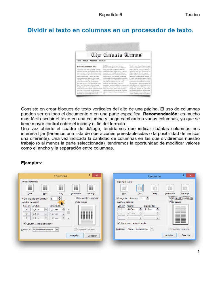 Dividir El Texto en Columnas en Un Procesador de Texto. | PDF