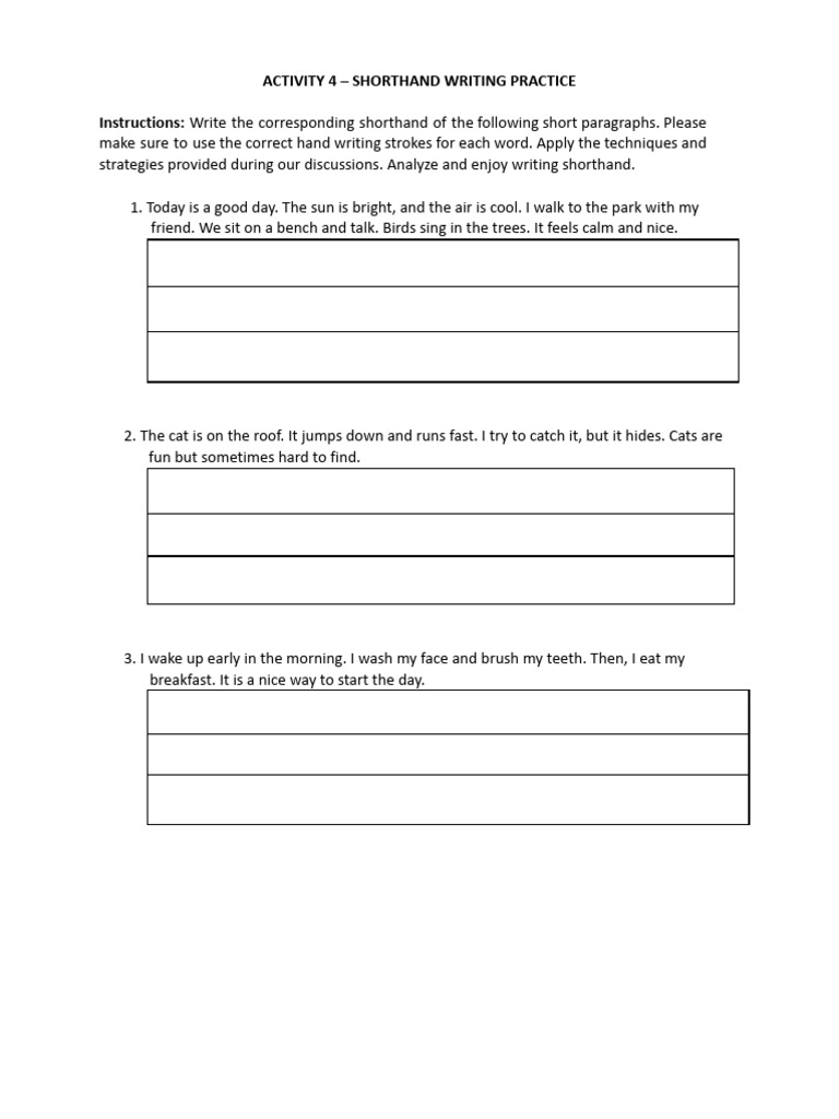 Activity 4 - Writing Practice of Basic Short Paragraphs | PDF