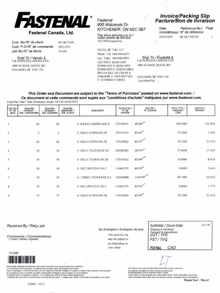 Fastenal Bolts | PDF
