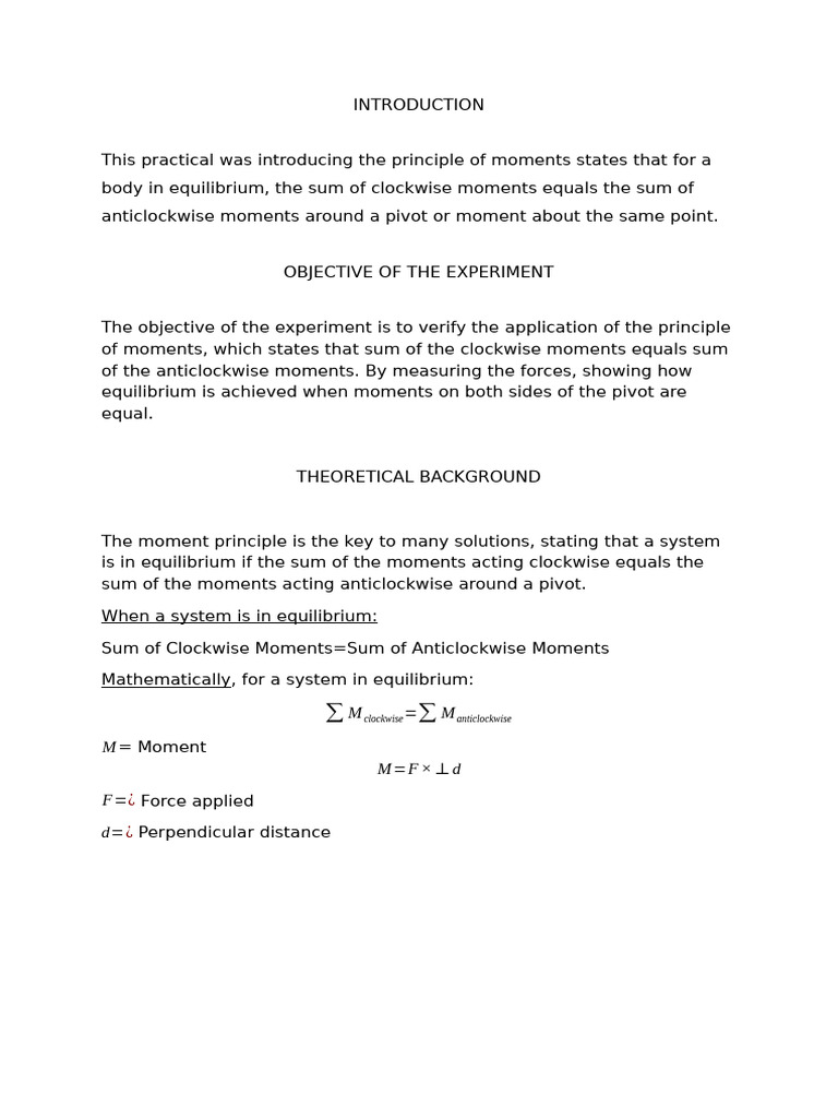 Physics Practical 3 (Principles of Moments) | PDF | Force | Classical ...
