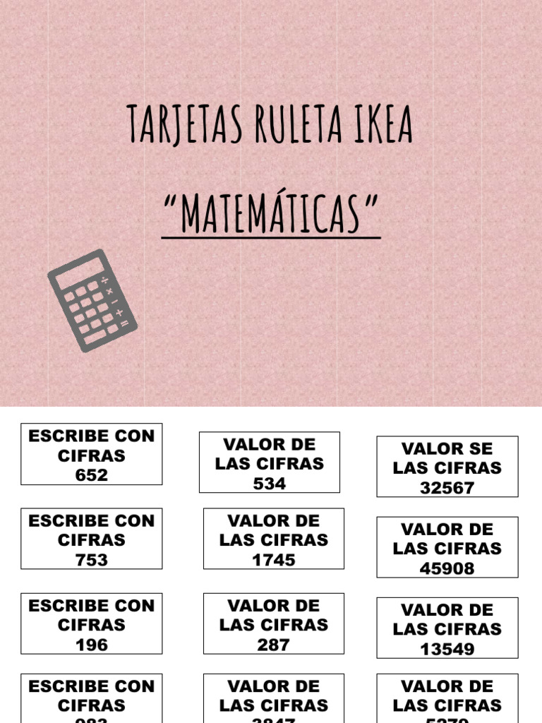 Tarjetas de Ruleta Matemáticas IKEA | PDF