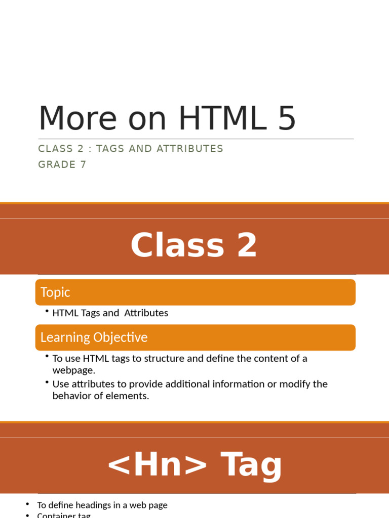 HTML Tags and Attributes for Grade 7 | PDF | Html | Html Element