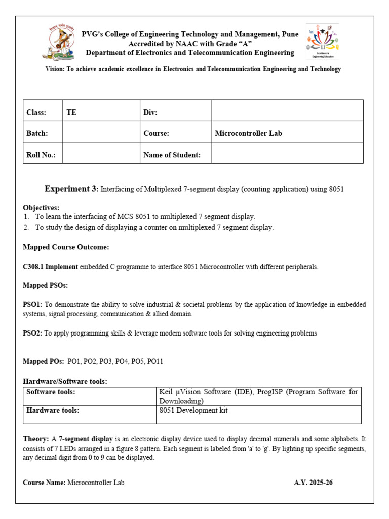Experiment Writeup 25-26 SevSeg 3 | PDF | Embedded System | Engineering