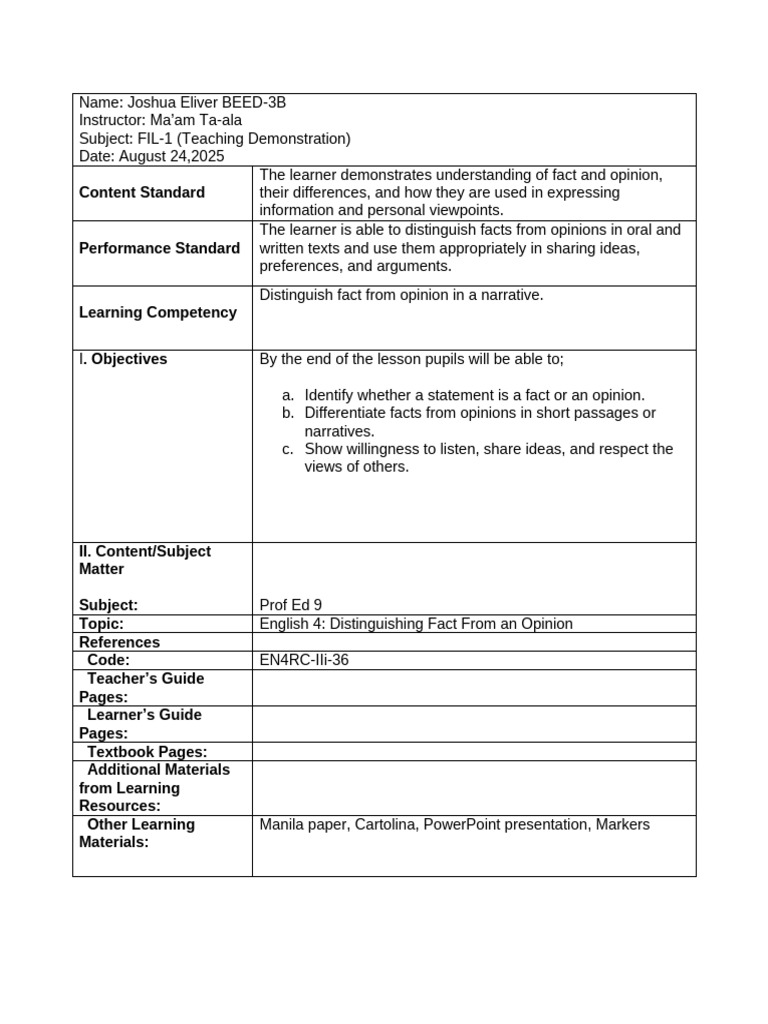 Formatted Lesson Plan For Fil | PDF | Learning | Teachers