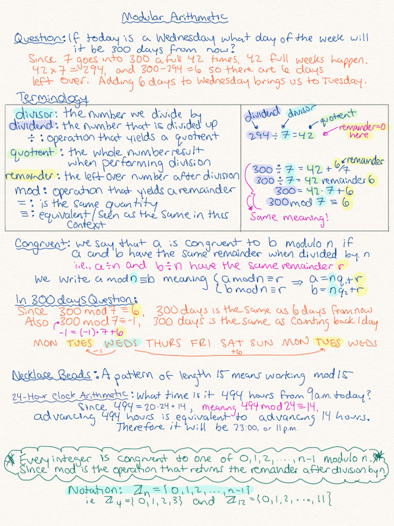 03 Instructor Summary Modular Arithmetic | PDF