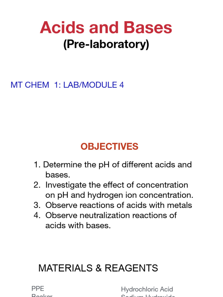 Acids and Bases Lab: pH Testing Guide | PDF