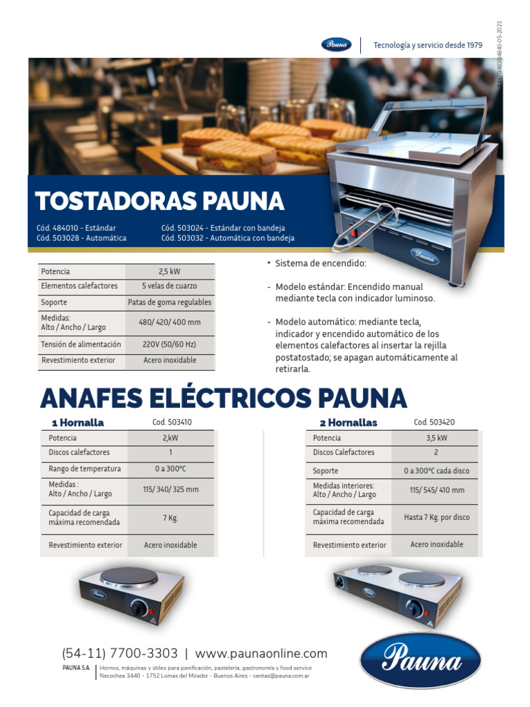 Tostadoras Pauna: Modelos y Especificaciones | PDF