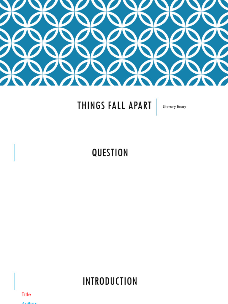 Things Fall Apart Lit Essay | PDF