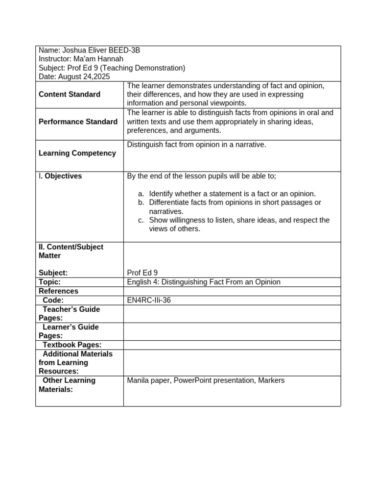 Formatted Lesson Plan For English | PDF | Learning | Teachers