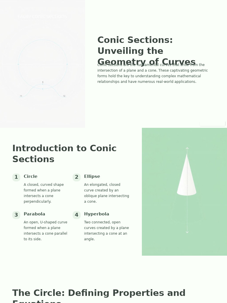 Conic Sections Unveiling The Geometry of Curves | PDF | Ellipse ...