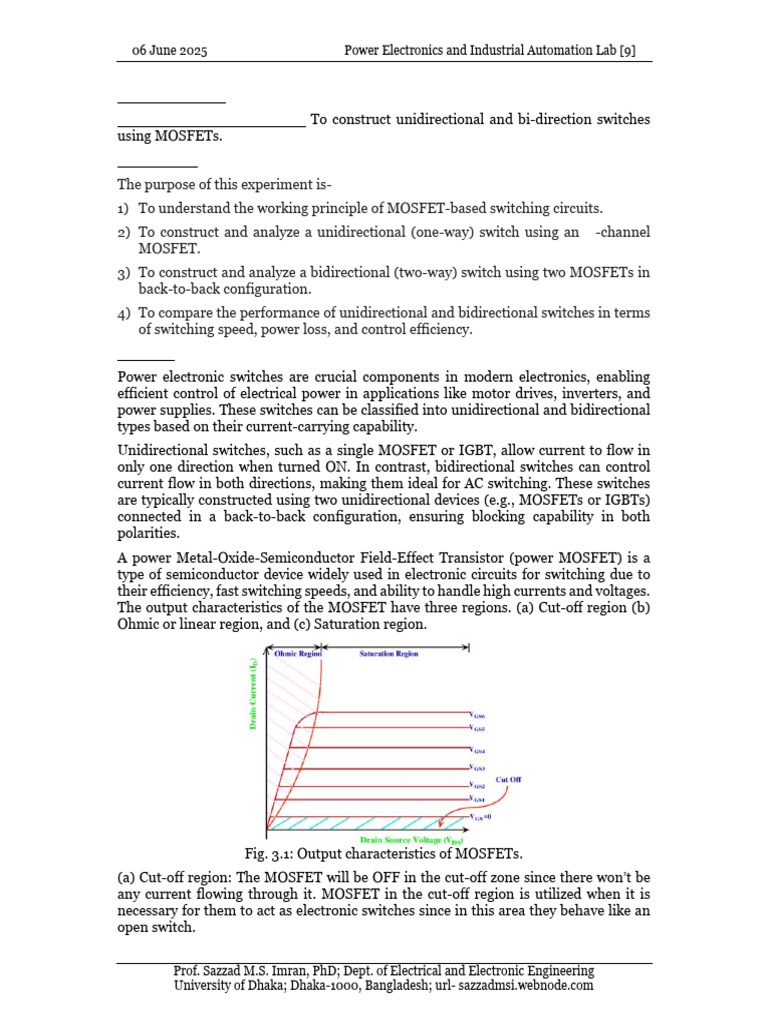 MOSFET Switches: Unidirectional vs Bidirectional | PDF | Mosfet | Field ...