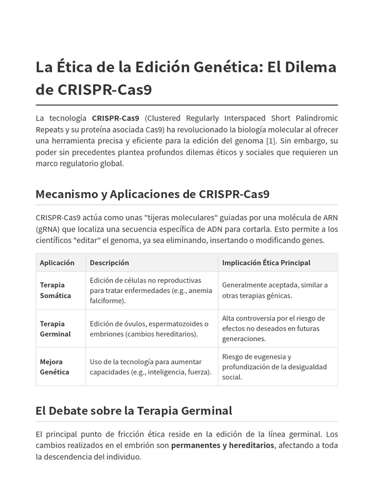 Ética de CRISPR-Cas9: Dilemas y Debates | PDF | Genética | Crispr
