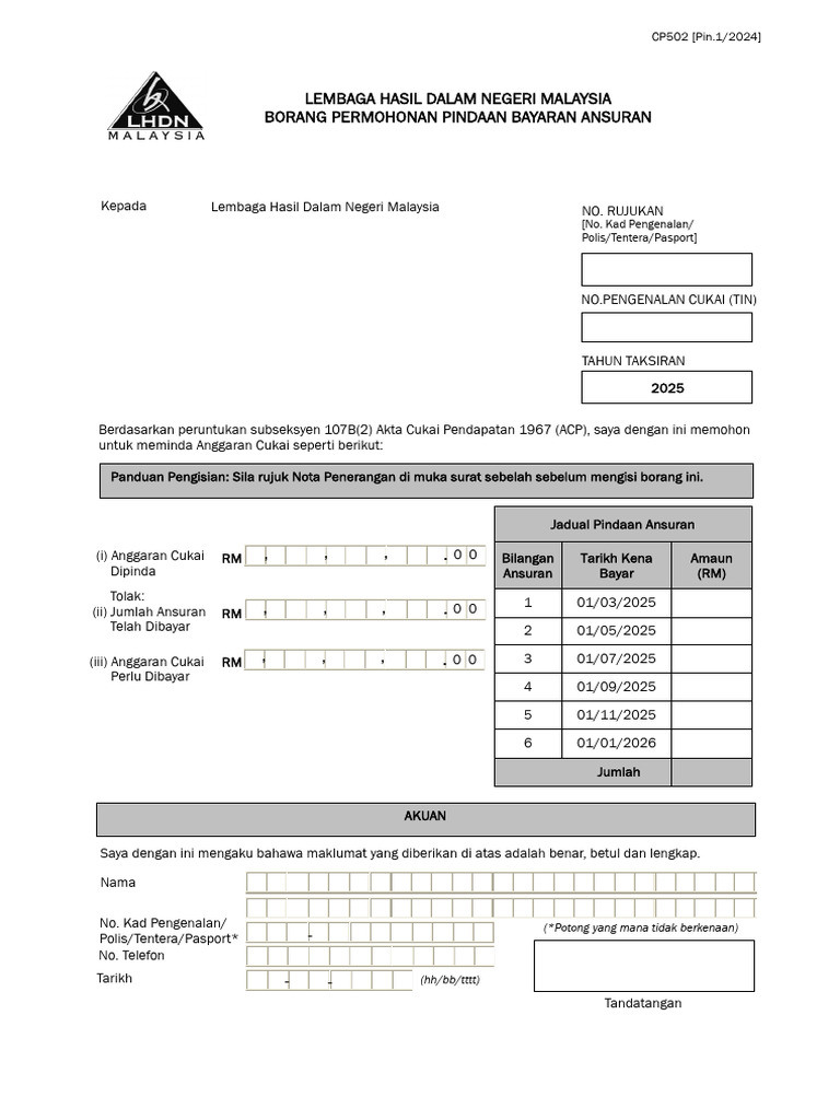 Borang cp502 | PDF