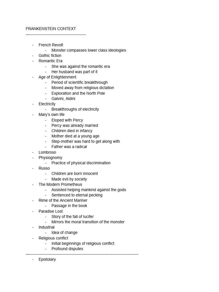 Frankenstein Context | PDF