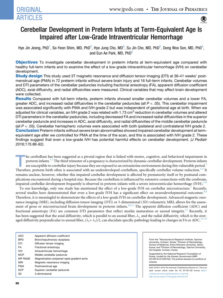 Impaired Cerebellar Development in Preterm Infants | PDF