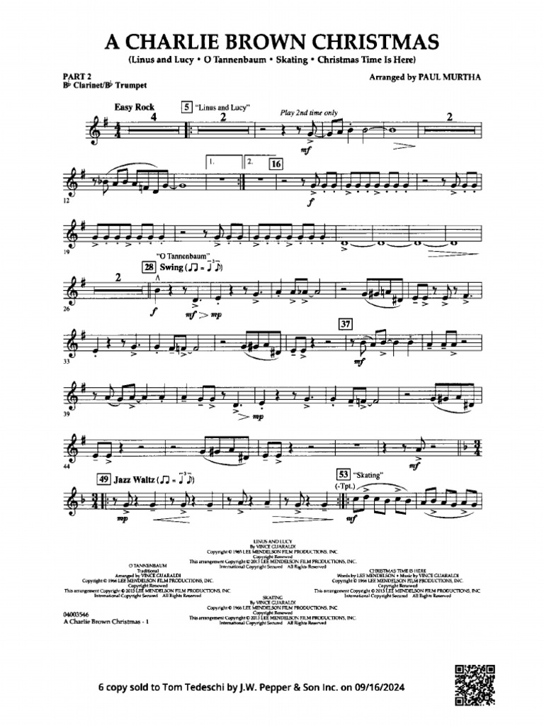 Charlie Brown Christmas Sheet Music | PDF | Peanuts (Comic Strip) | Jazz