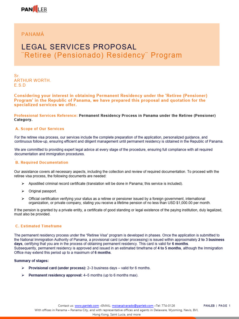 Residency Proposal - Retiree (Pensioner) Program (English) - PANLEB ...