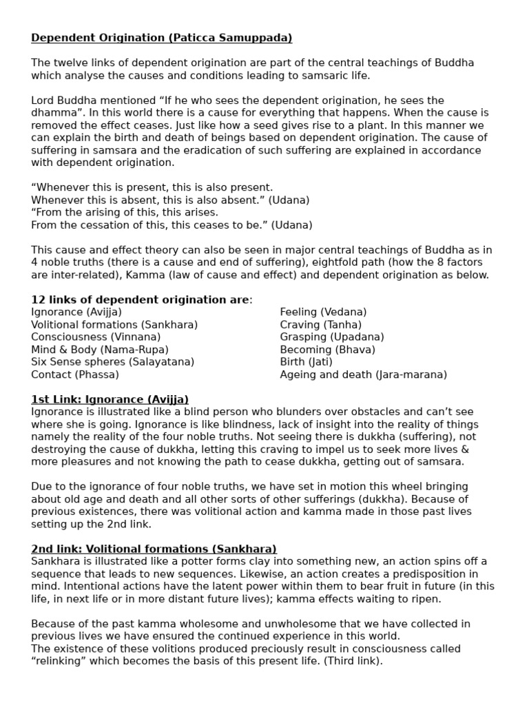 Dependent Origination | PDF | Four Noble Truths | Feeling