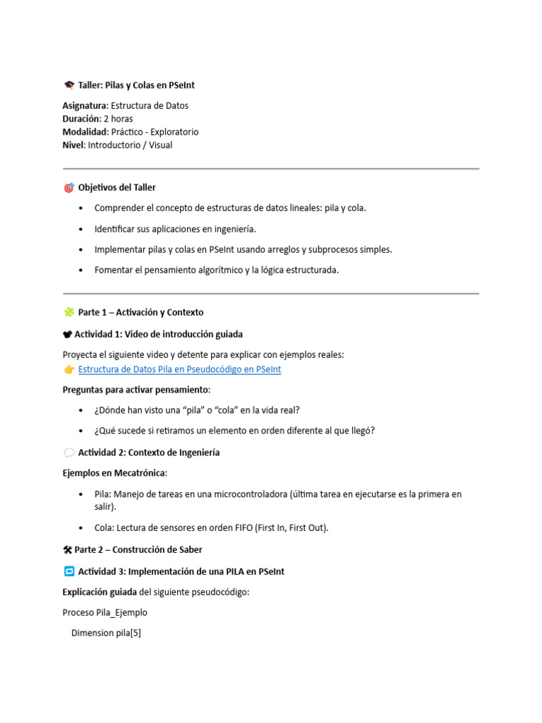 ? Taller 2. Pilas y Colas | PDF | Ingeniería Informática | Informática