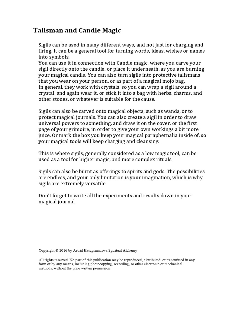 Hand Outs - Talisman and Candle Magic | PDF | Occult | Esotericism