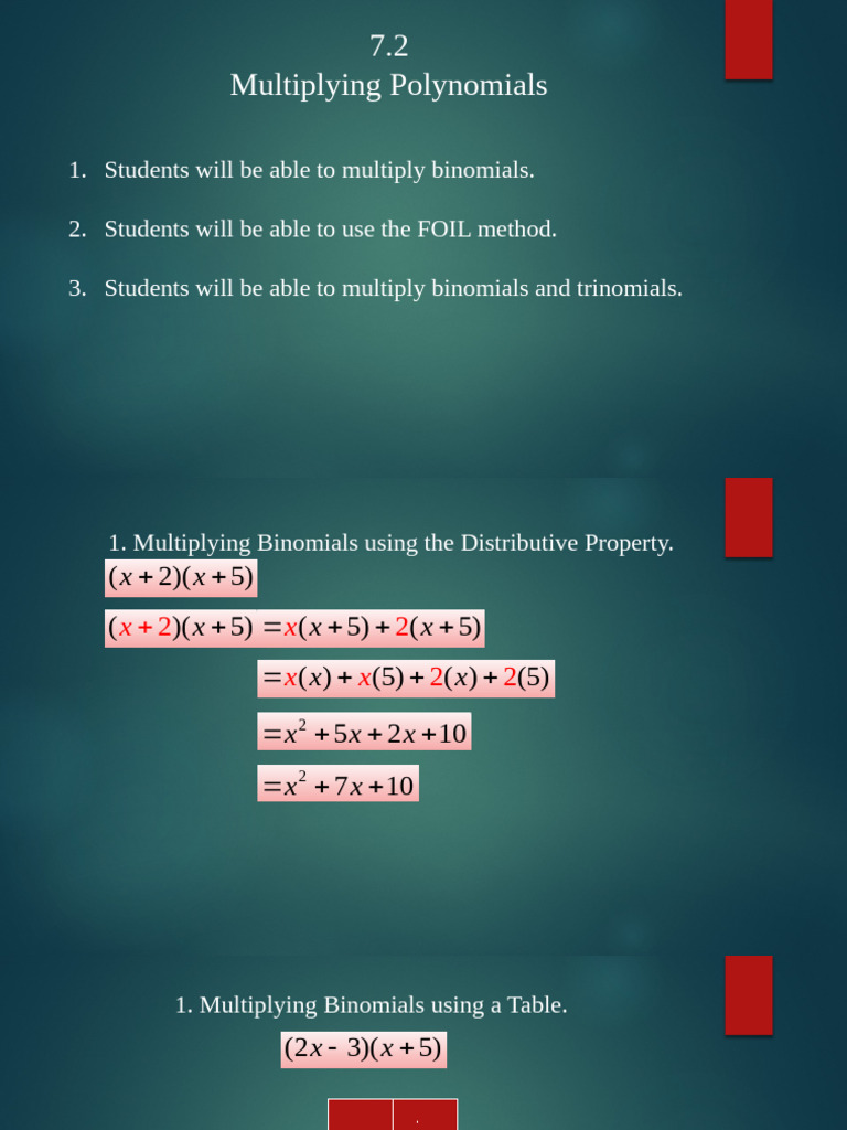 7.2 Multiplying Polynomials | PDF | Elementary Mathematics | Numerical ...