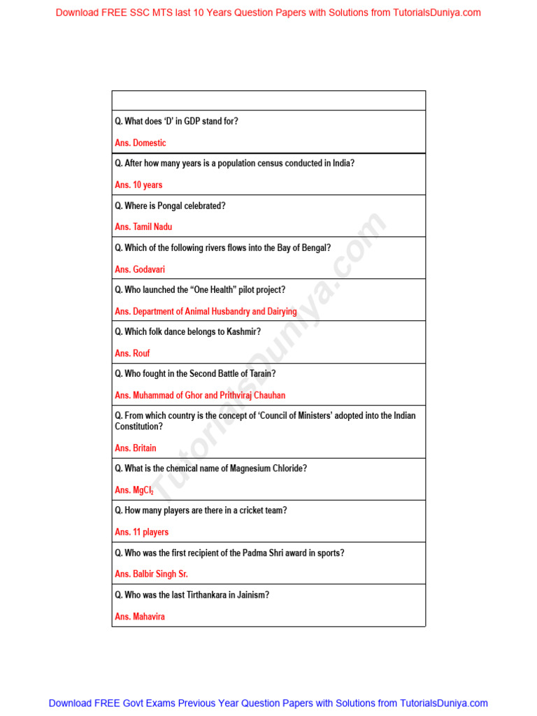SSC MTS Question Paper 16 May 2023 Shift 2 | PDF