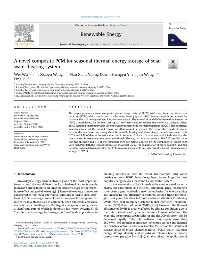 A Novel Composite PCM For Seasonal Thermal Energy Storage of 2020 ...